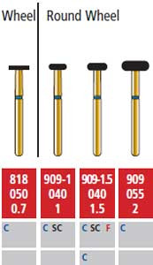 Alpen FG #909-15.040 Fine Grit, Round Wheel shaped Diamond Bur. Package ...