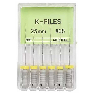 House Brand #8, 25 mm stainless steel ISO standard K-File with color ...