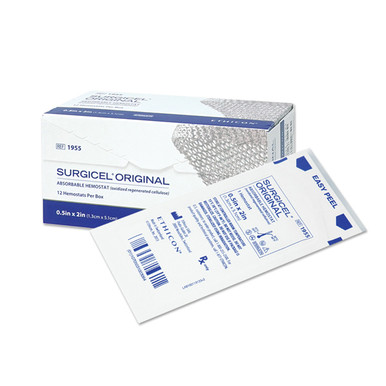 Surgicel Hemostat 0.5' x 2' 12/Bx. Sterile flexible sheer weave. Plant ...