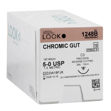 Look 5/0, 18' Chromic Gut Absorbable Suture with Precision Reverse ...