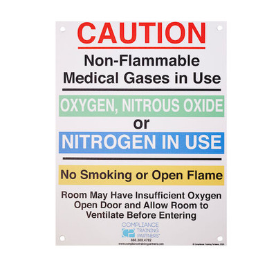 Medical Gas Warning Sign Medical Gas Warning Sign, 10 x 7 - The Dental ...