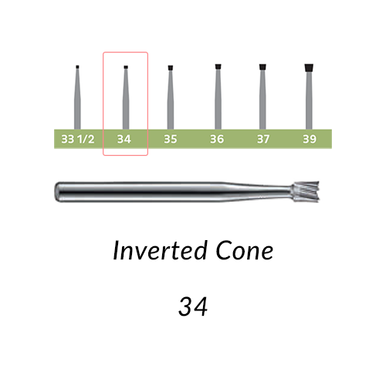 Carbide Burs. FG-34 Inverted Cone. 10 pcs. - The Dental Market U.S.