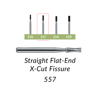 Carbide Burs. FG-557 Straight Flat-End X-Cut Fissure. Clinic Pack of ...