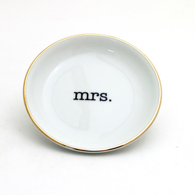 Mrs. Ring Dish with 22k Gold Accents - LennyMudWholesale