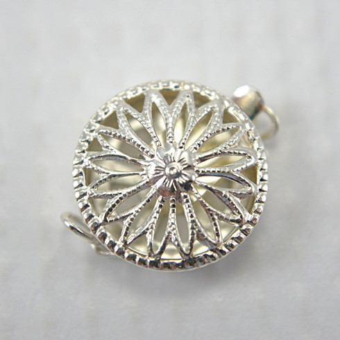 Filigree round box clasp sterling silver 12x18mm