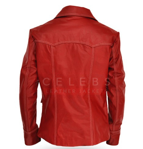 Fight Club Tyler Durden Brad Pitt Red Leather Jacket