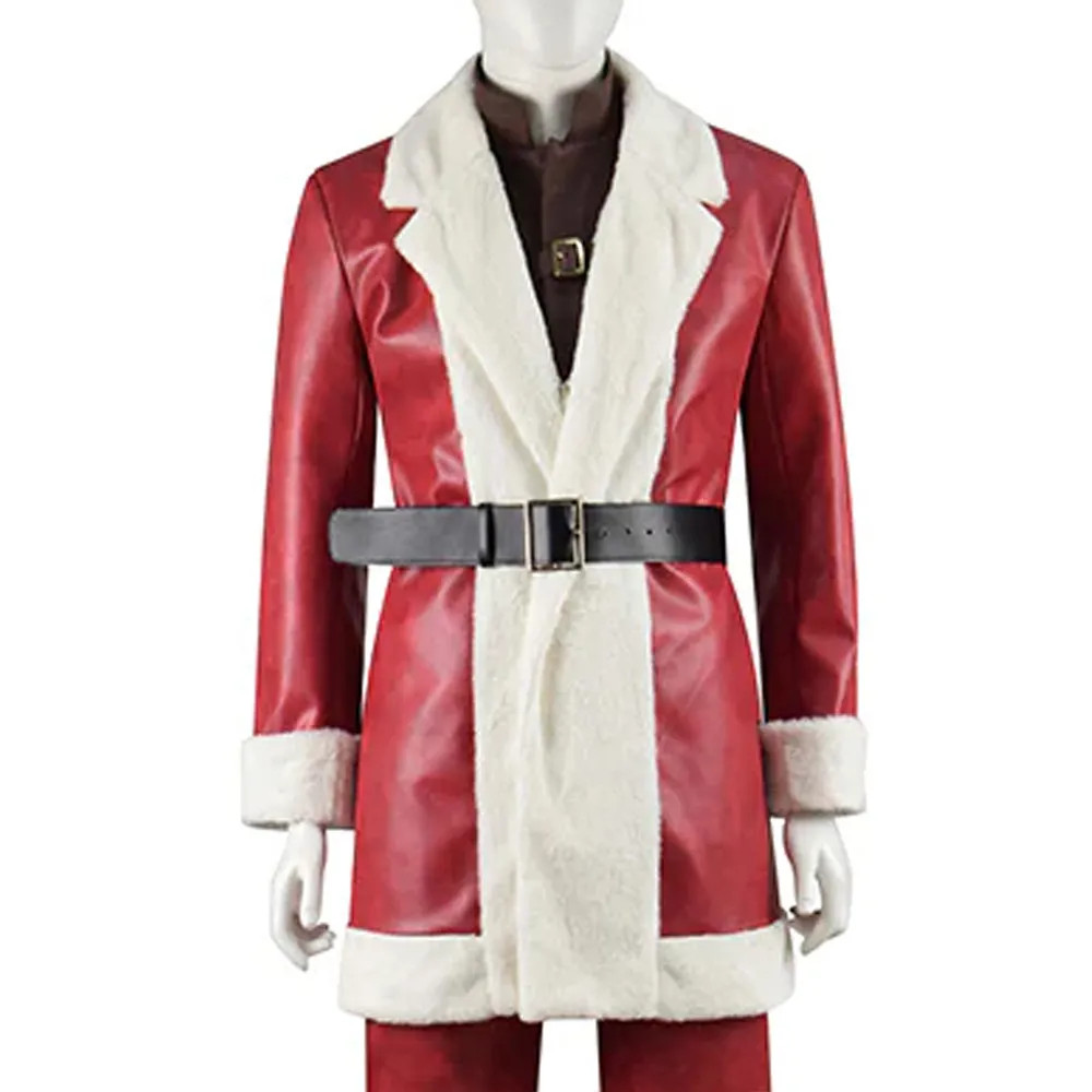 David Harbour Violent Night Leather Coat