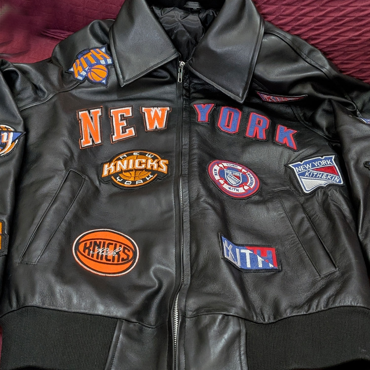 Hailey Bieber New York Knicks Leather Jacket