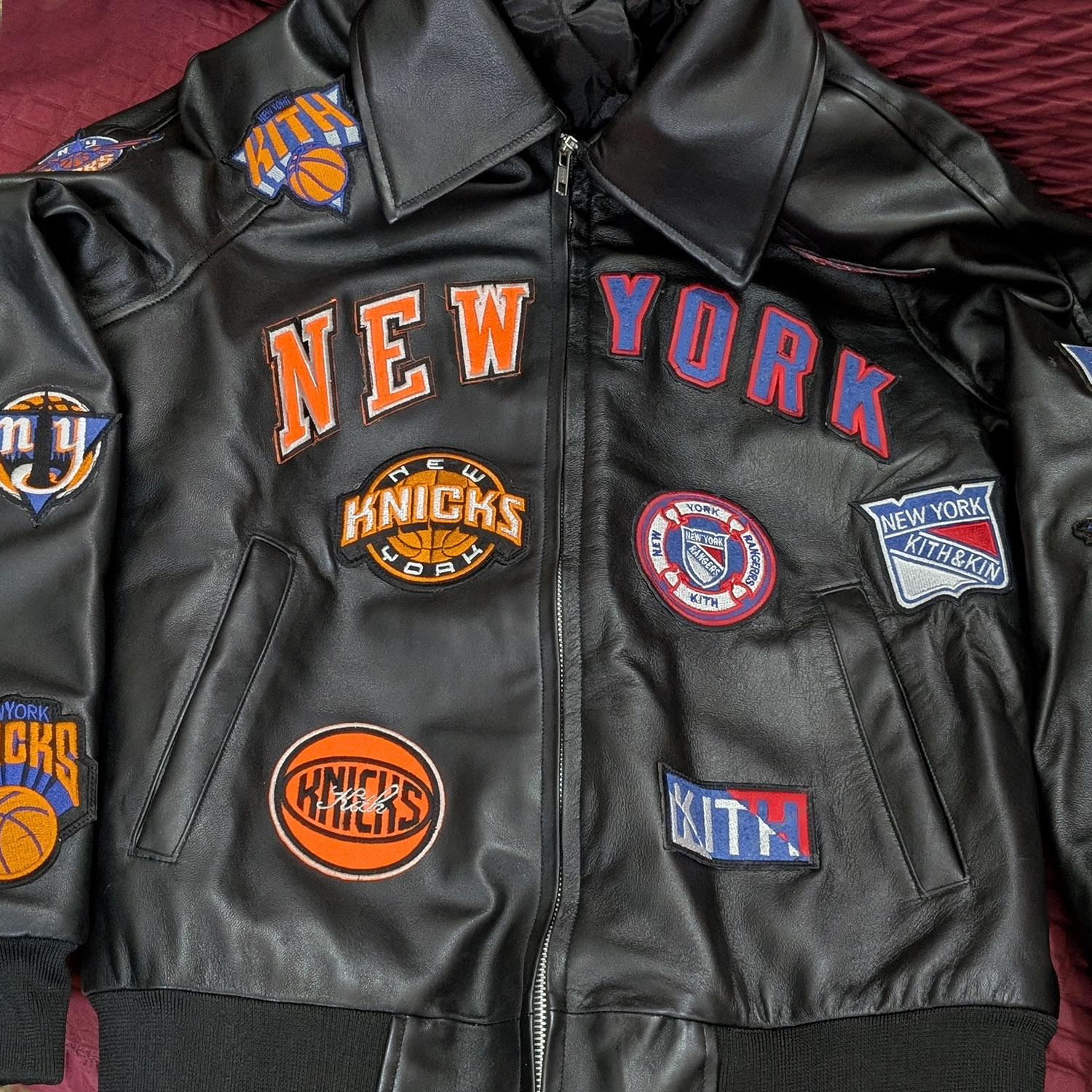 Hailey Bieber New York Knicks Leather Jacket