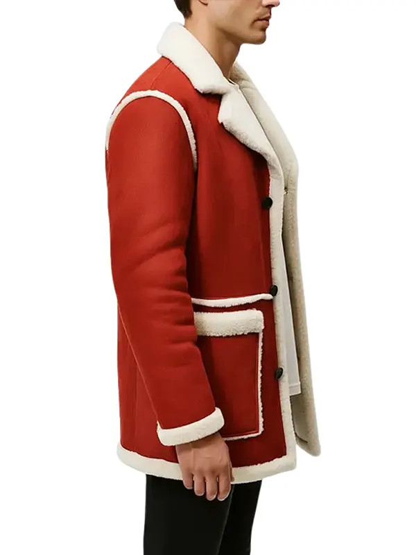 Santa Inspired Men’s Red Shearling Christmas Jacket