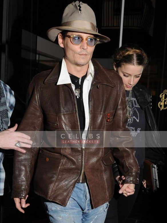New Johnny Depp Brown Leather Jacket | CLJ