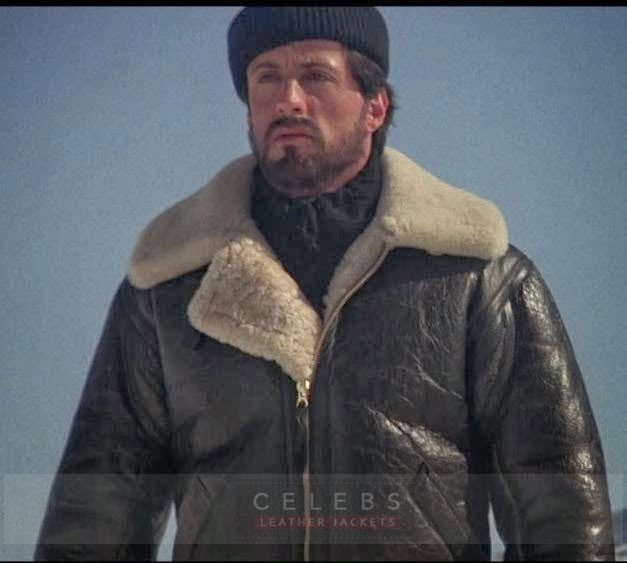 Rocky 4 Balboa Bomber Shearling Winter Flying Jacket Clj