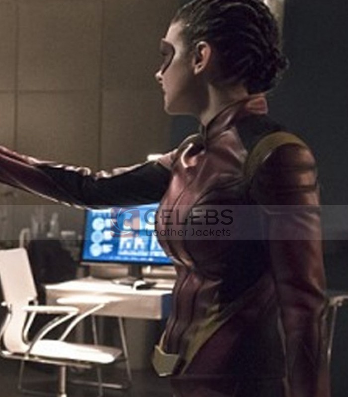 The Flash Trajectory Eliza Harmon Red Leather Jacket