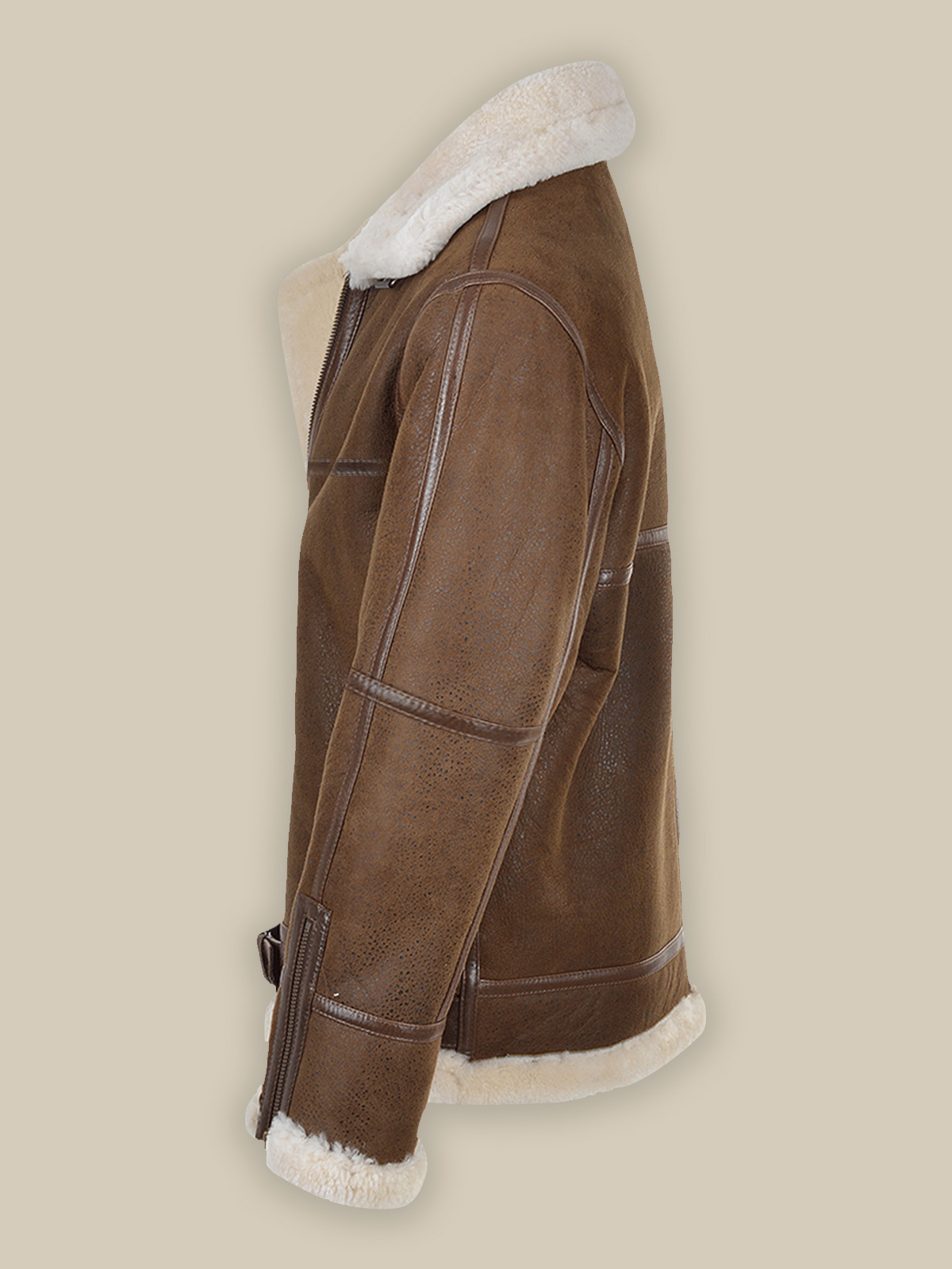 Men Umber Brown Shearling Leather Jacket | CLJ
