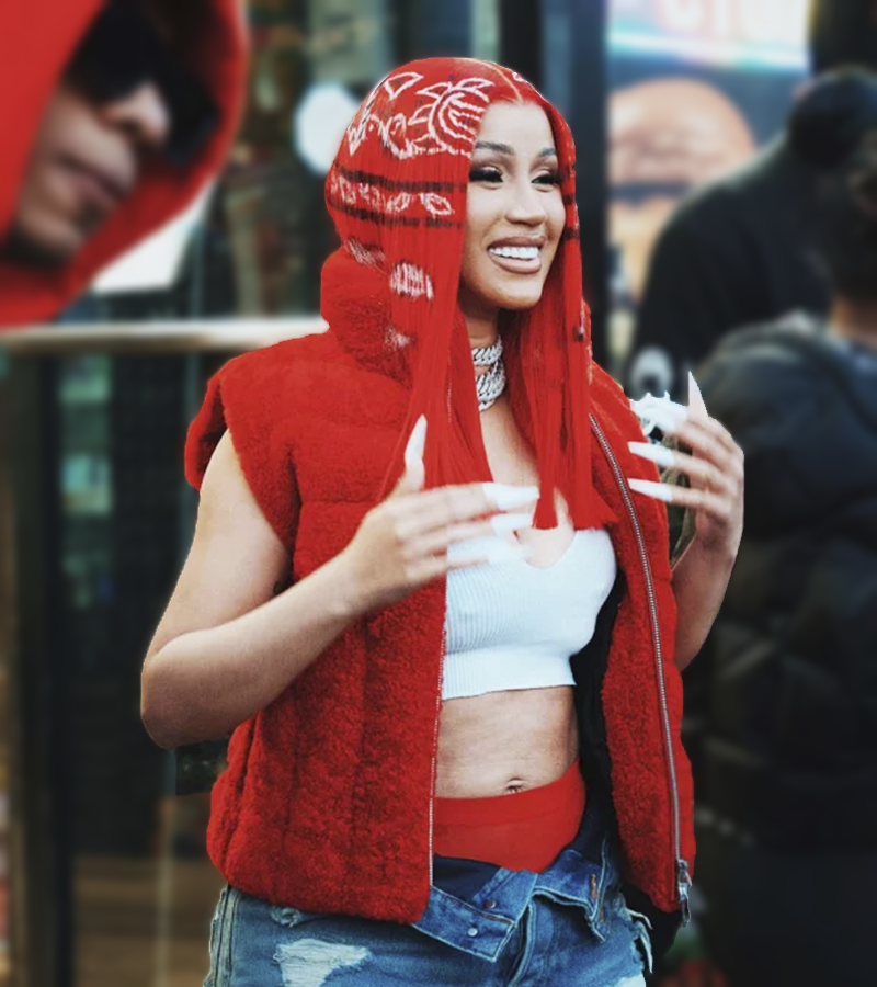 Cardi B Shake It Song 2022 Shearling Red Vest