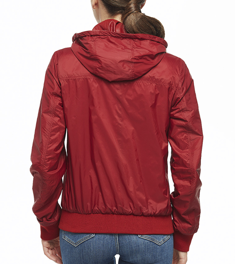 Womens Red Leather Bomber Biker Jacket