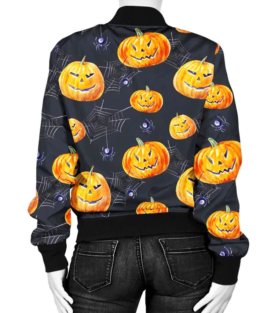 Pumpkins Halloween Pattern Bomber Jacket | CLJ