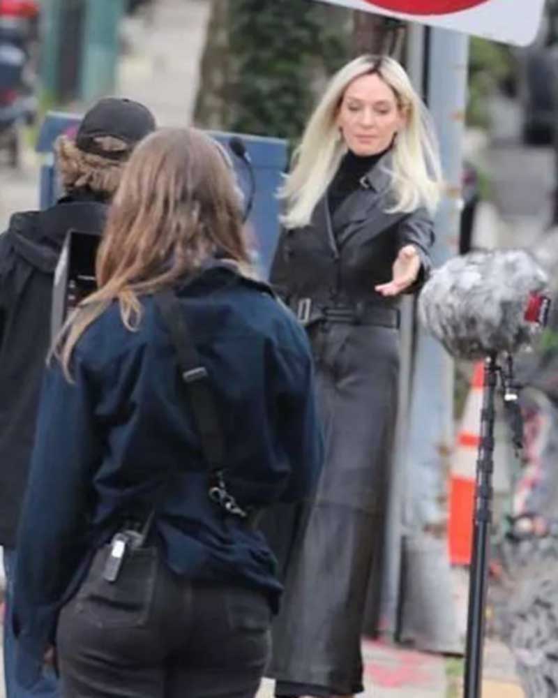 The Kill Room Uma Thurman Black Real Leather Jacket 2023