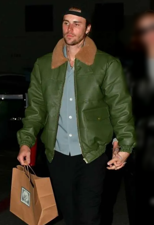 Justin Bieber Green Jacket