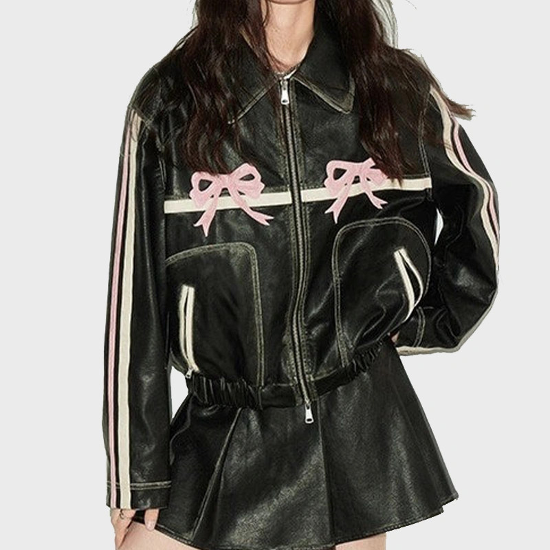Diddi Moda Bow Leather Jacket