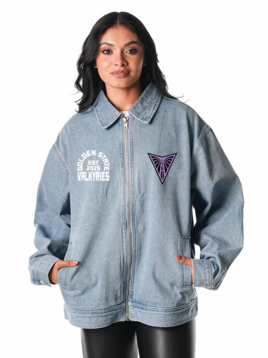 The Wild Collective Golden State Valkyries Full-Zip Denim Jacket