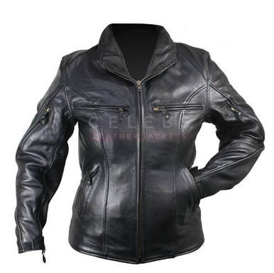 Women Premium Cowhide Cruiser Motorcycle Jacket