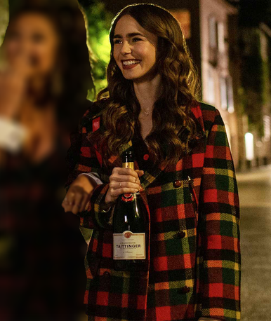 Emily In Paris TV Series Emily Cooper Checked Coat