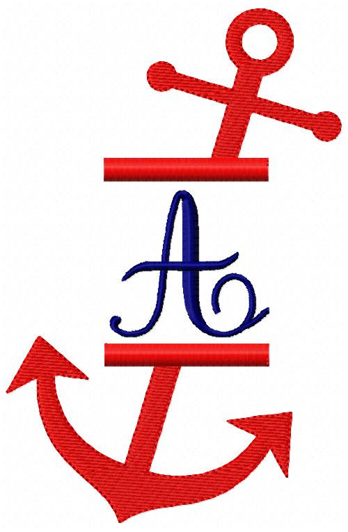 Anchor 5x7 Split Monogram Embroidery Font Design Set - Joyful Stitches