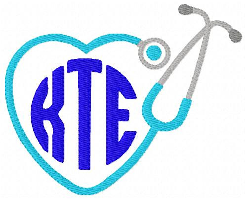 Stethoscope Nurse Circle Monogram Embroidery Set - Joyful Stitches