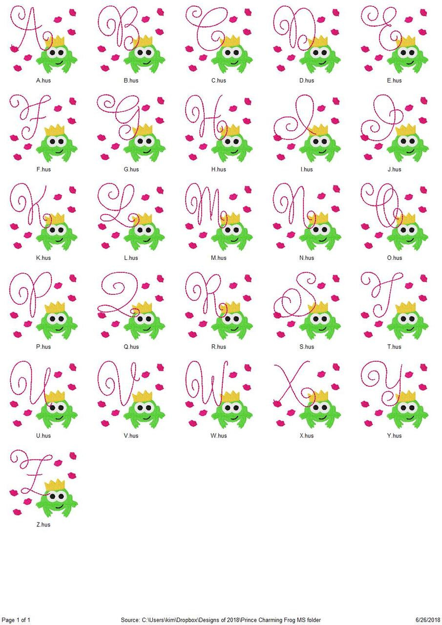 Prince Charming Frog Monogram Embroidery Font Design Set - Joyful Stitches