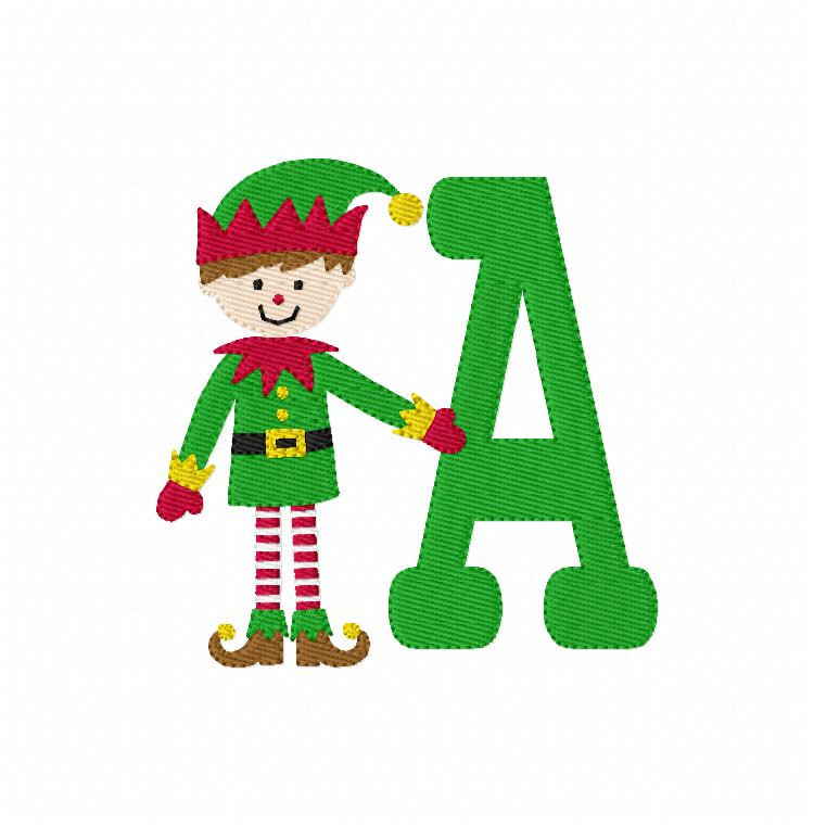 Christmas Elf Monogram Embroidery Design Font Set - Joyful Stitches
