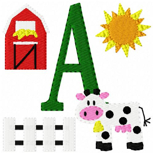 Dairy Cow Farm Monogram Set - Joyful Stitches