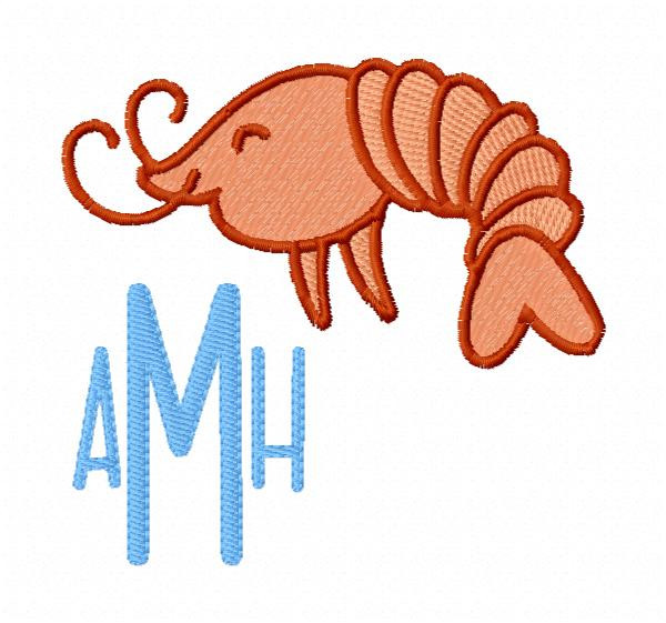 Shrimp Monogram Embroidery Design Set - Joyful Stitches