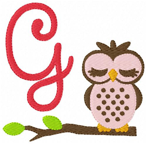 Pretty Owlie Owl Monogram Set - Joyful Stitches