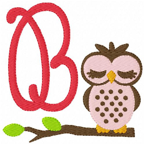 Pretty Owlie Owl Monogram Set - Joyful Stitches