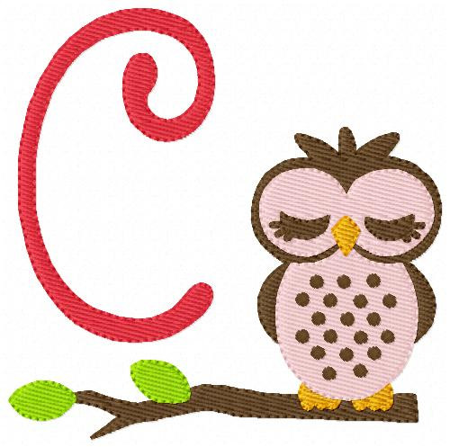 Pretty Owlie Owl Monogram Set - Joyful Stitches