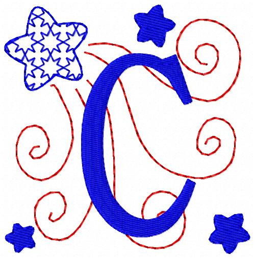 Patriotic Star Monogram Set - Joyful Stitches