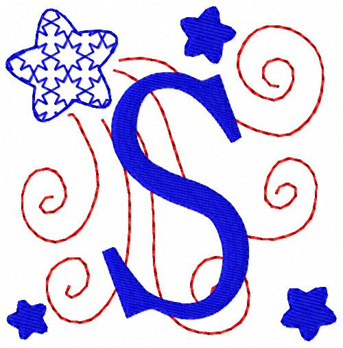 Patriotic Star Monogram Set - Joyful Stitches