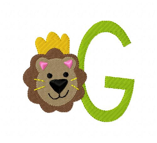 King Lion Zoo Animal Monogram Design Set - Joyful Stitches