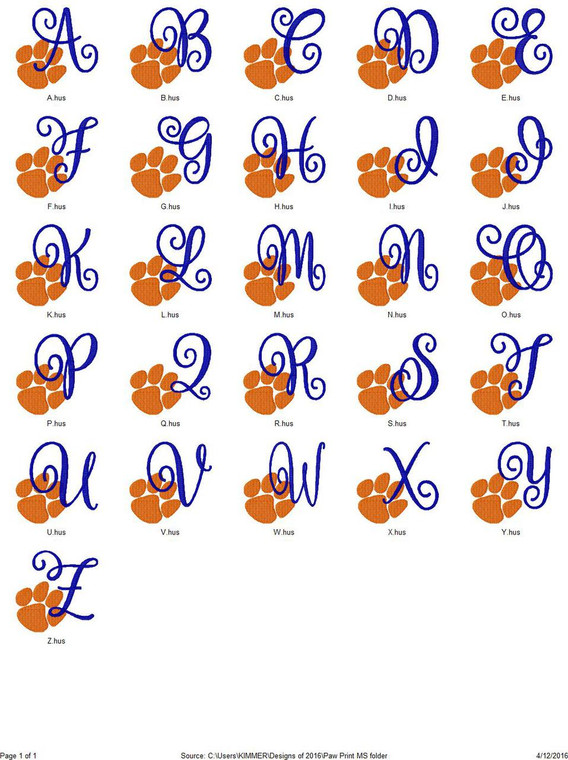 Paw Print Monogram Set - Joyful Stitches