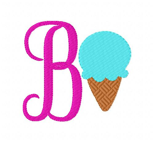 Ice Cream Cone Monogram Set - Joyful Stitches