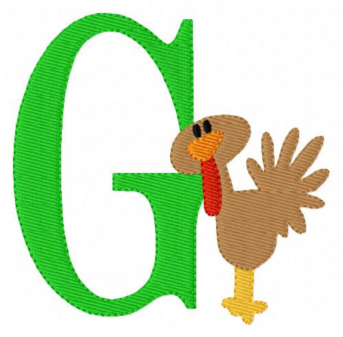 Thanksgiving Turkey Monogram Embroidery Font Design Set - Joyful Stitches
