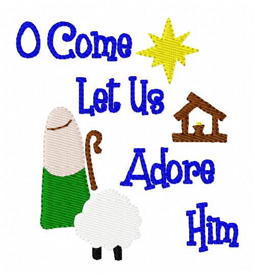 O Come Let us Adore Him Nativity Christmas Embroidery Design 2 sizes ...