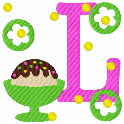 Ice Cream Sundae with Sprinkles Monogram Embroidery Font Design ...