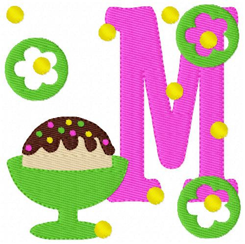 Ice Cream Sundae with Sprinkles Monogram Embroidery Font Design ...