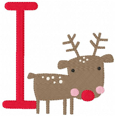 Festive Fun Red Nosed Reindeer Monogram Embroidery Designs - Joyful ...