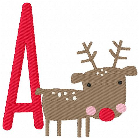Festive Fun Red Nosed Reindeer Monogram Embroidery Designs - Joyful ...