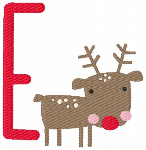 Festive Fun Red Nosed Reindeer Monogram Embroidery Designs - Joyful ...
