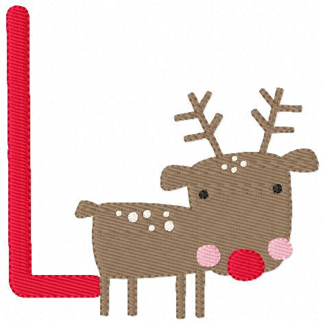 Festive Fun Red Nosed Reindeer Monogram Embroidery Designs - Joyful ...