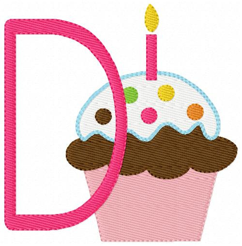 Birthday Cupcake 13 Monogram Set - Joyful Stitches